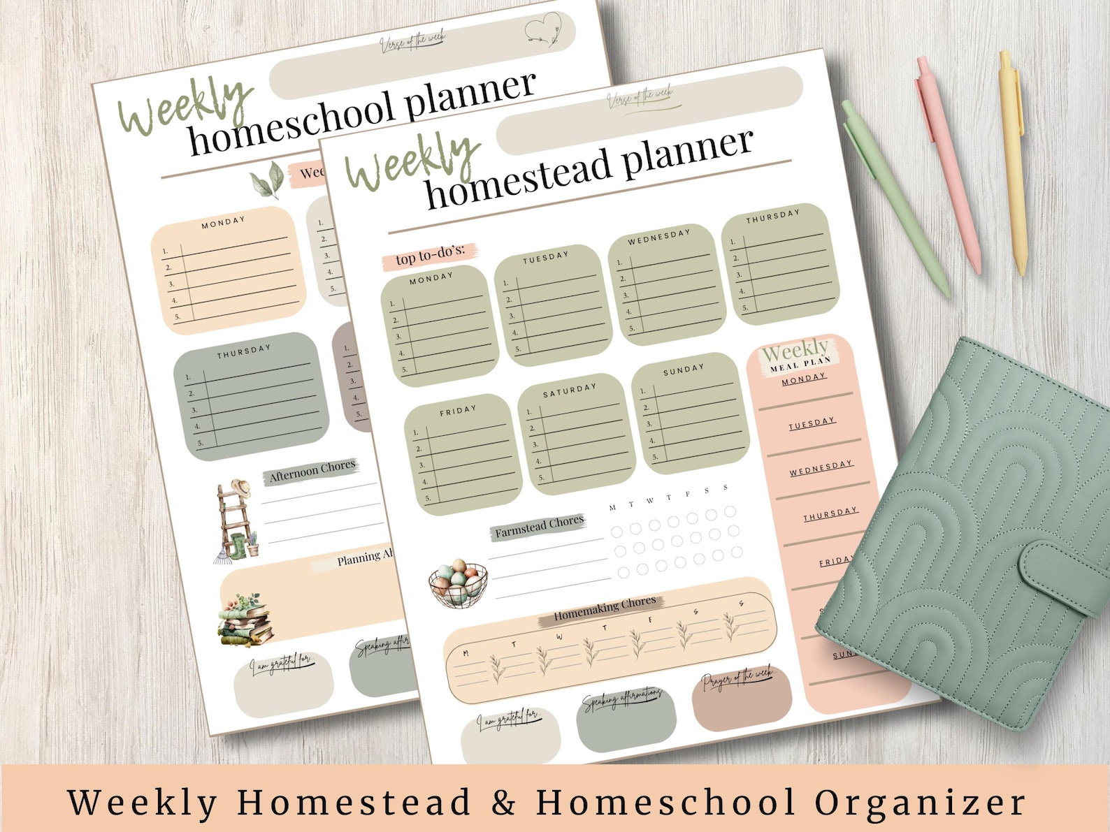 Weekly Homestead & Homeschool Planner / Printable Faith-based Weekly ...