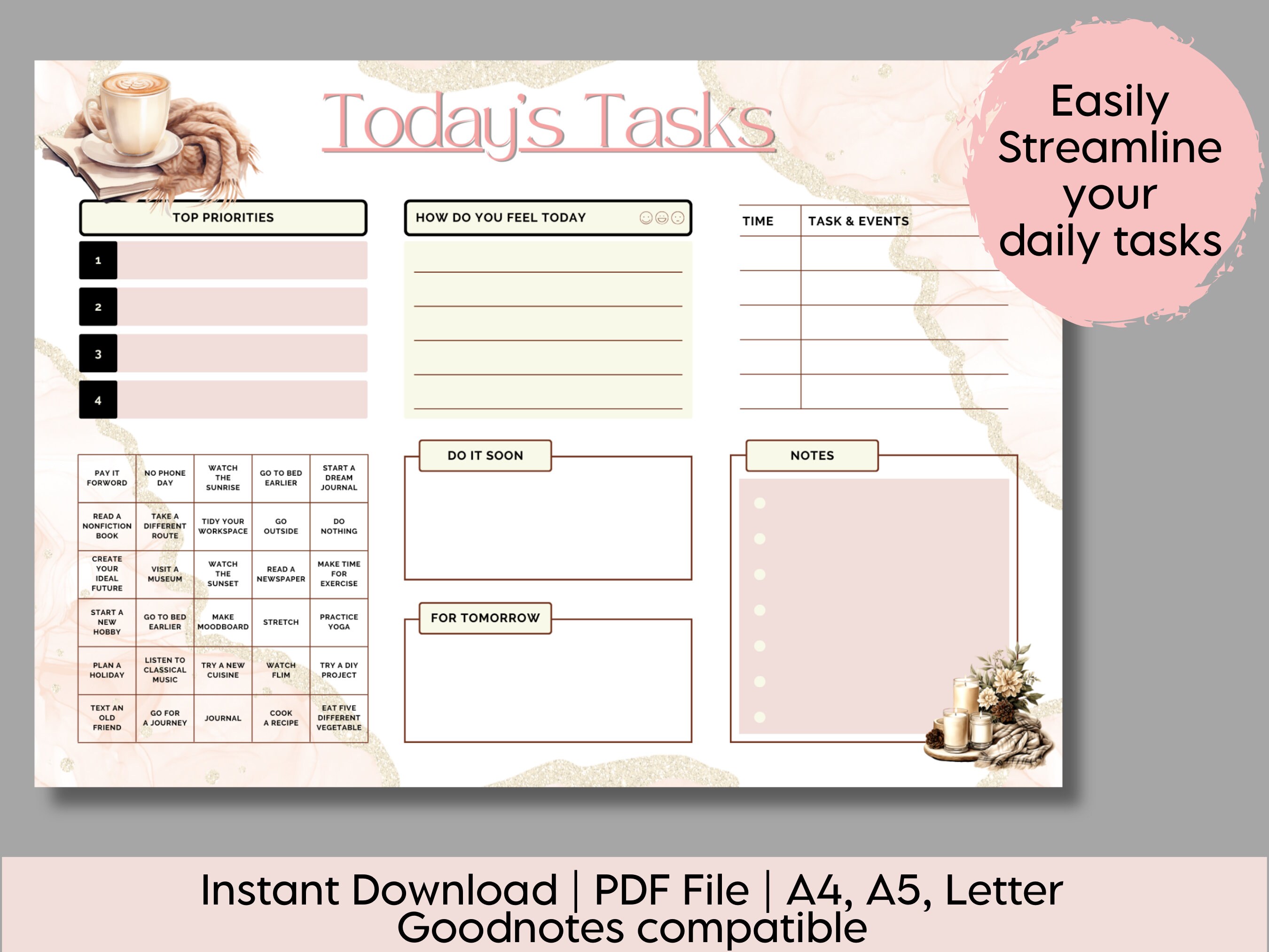 Printable Daily to Do List for Moms / Easy Digital Task Organizer ...