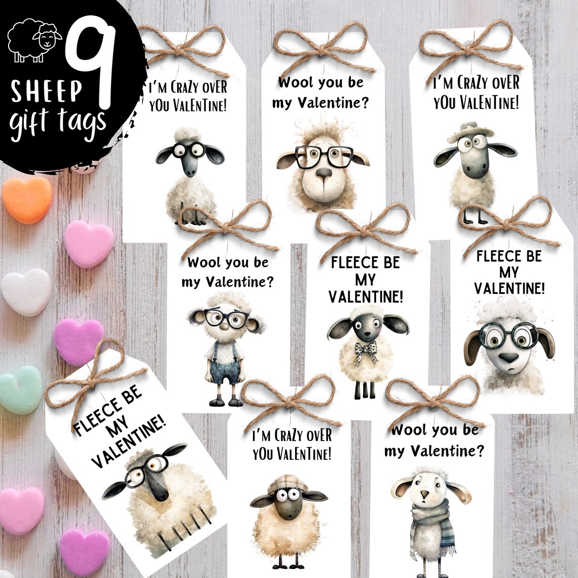 Cute Valentine's Day Gift Tags, Printable Cards, Sheep, Classroom Cards ...