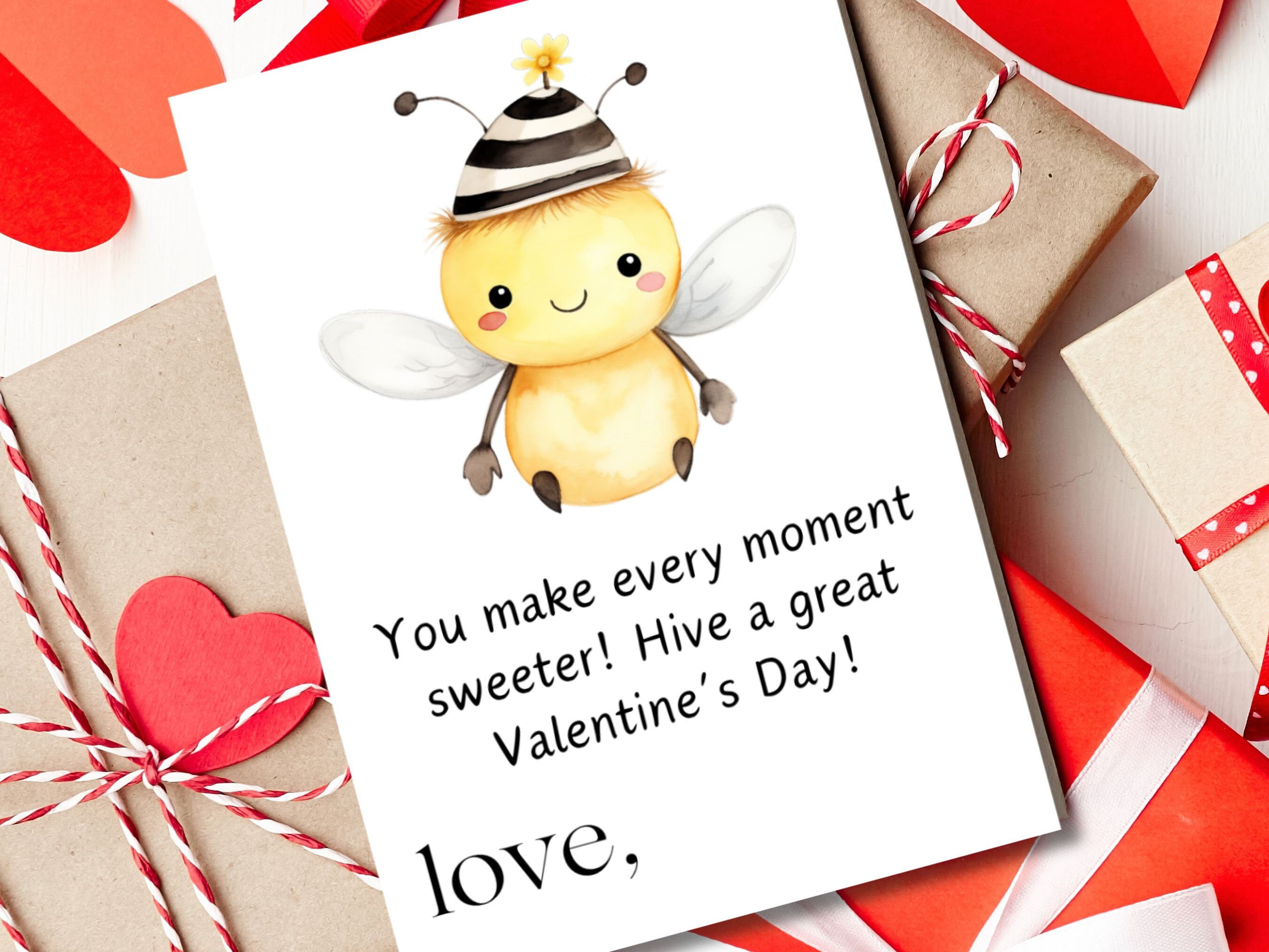 Bumblebee Classroom Valentines, Printable Cards, Bee Theme, Classroom ...