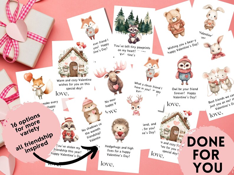 Valentines Day Cards, Printable Valentine, Woodland Theme, Classroom ...