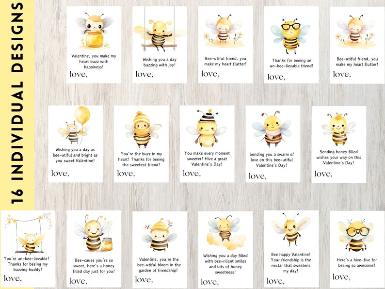 Bumblebee Classroom Valentines, Printable Cards, Bee Theme, Classroom ...