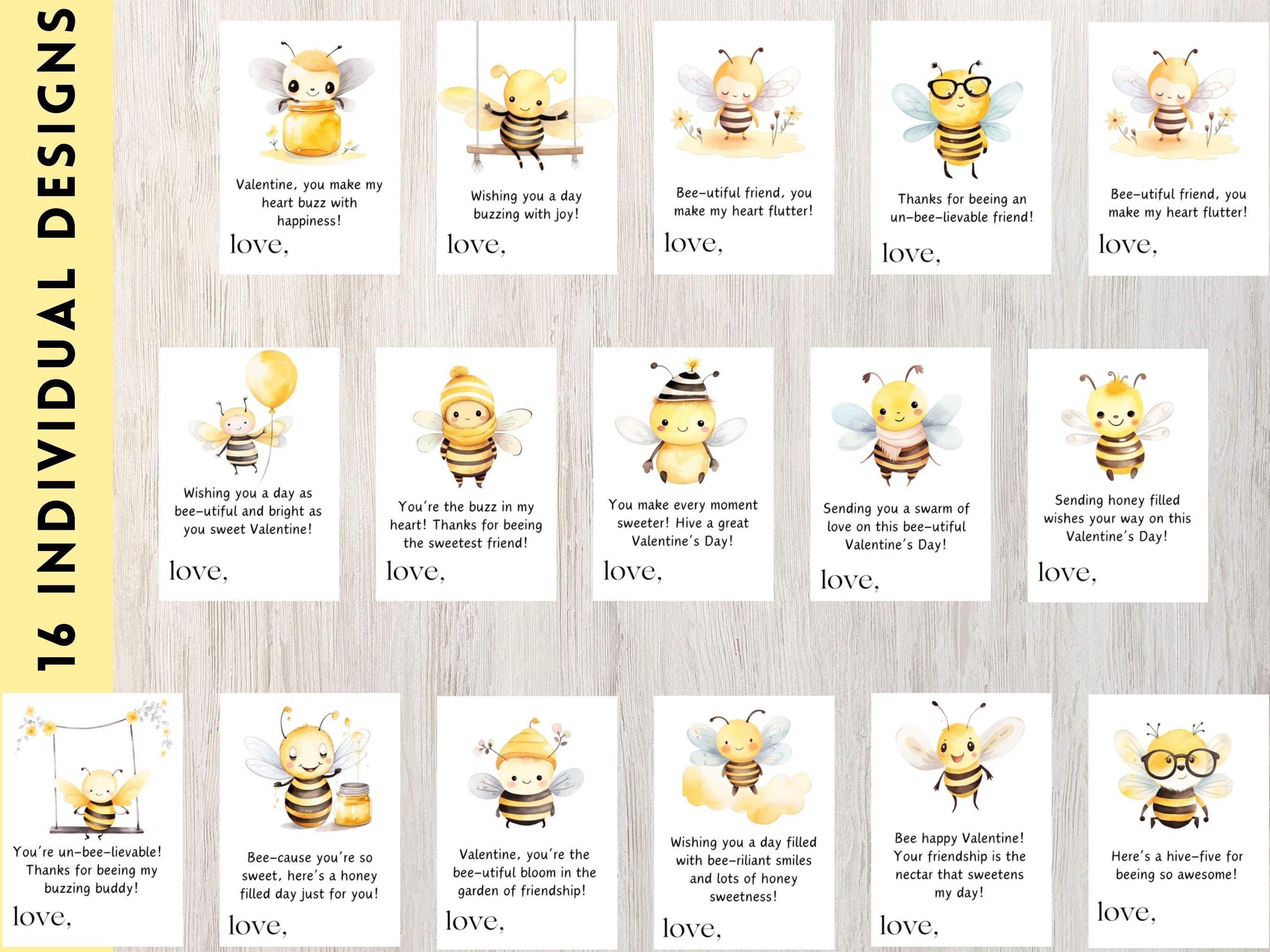 Bumblebee Classroom Valentines, Printable Cards, Bee Theme, Classroom ...