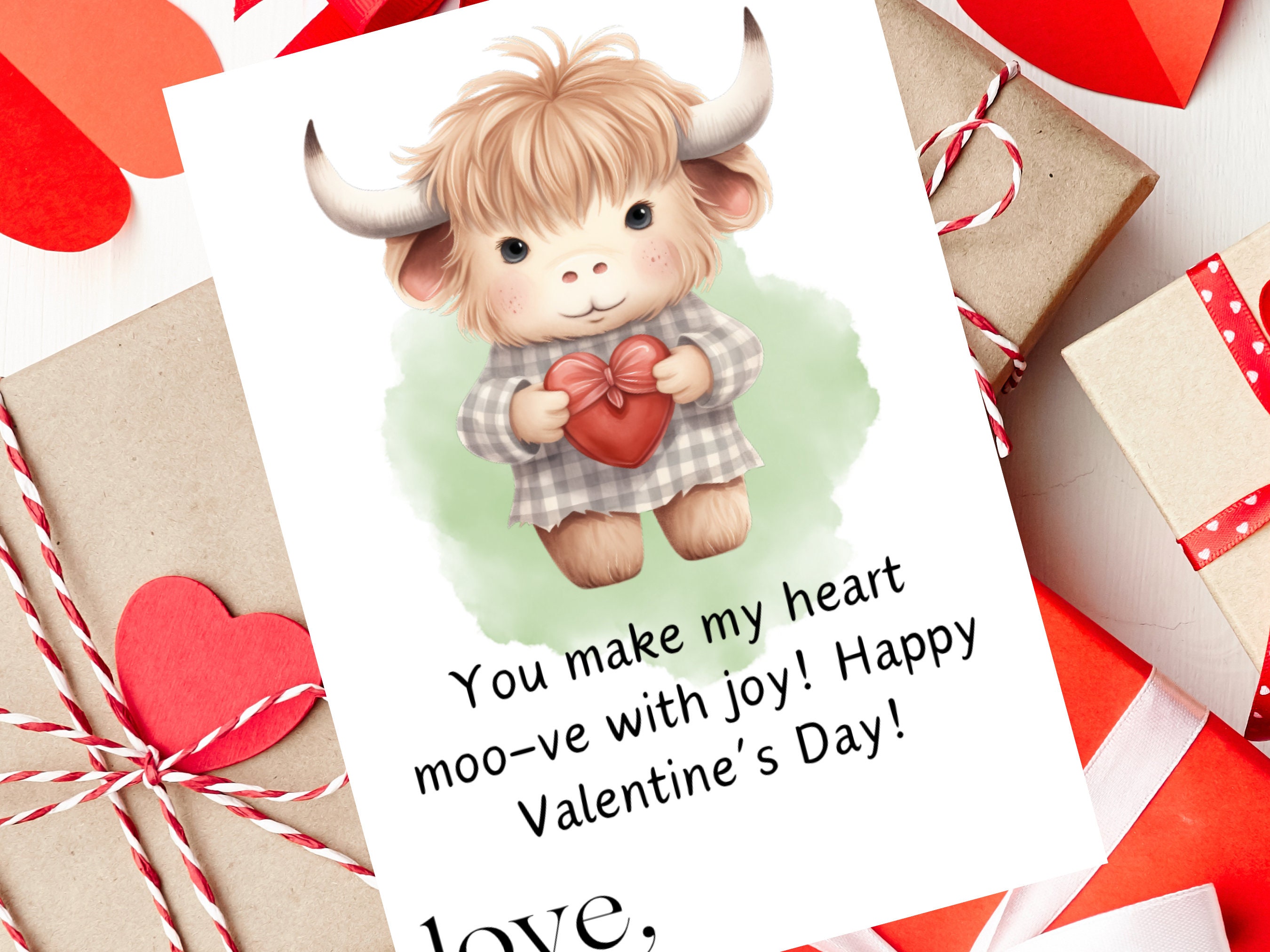 Kids Classroom Valentines, Printable Cards, Highland Cow, Classroom ...