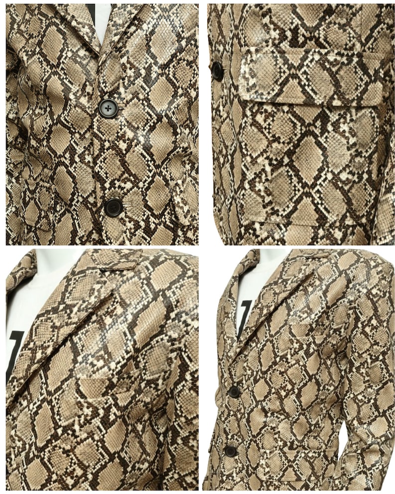 Snake Skin Print Leather Jacket, Snake Print Motorcycle Leather Jacket ...