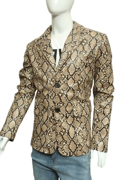 Snake Skin Print Leather Jacket, Snake Print Motorcycle Leather Jacket ...