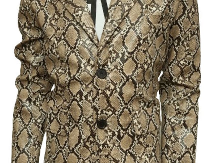 Snake Skin Print Leather Jacket, Snake Print Motorcycle Leather Jacket ...