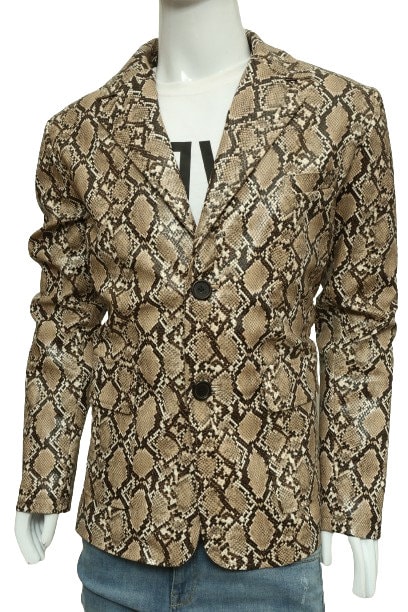 Snake Skin Print Leather Jacket, Snake Print Motorcycle Leather Jacket ...