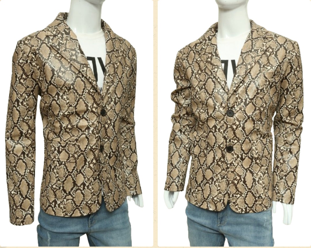 Snake Skin Print Leather Jacket, Snake Print Motorcycle Leather Jacket ...