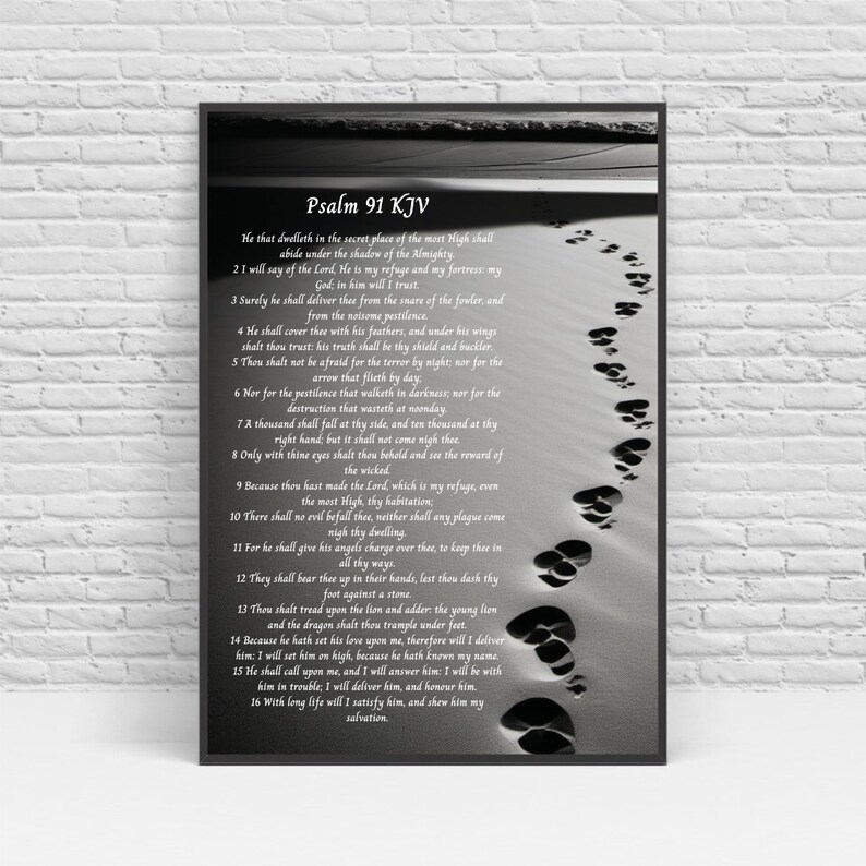 Psalm 91 DIGITAL DOWNLOAD | Christian Minimalist | Foot Prints in the ...