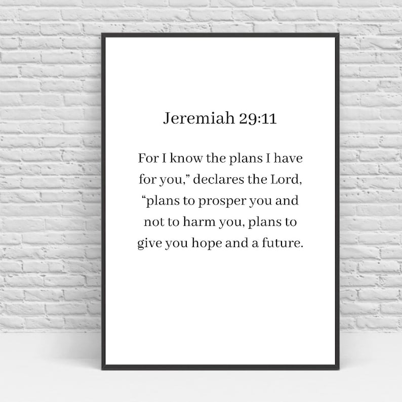 Jeremiah 29:11 DIGITAL DOWNLOAD | Christian Minimalist |scripture Wall ...