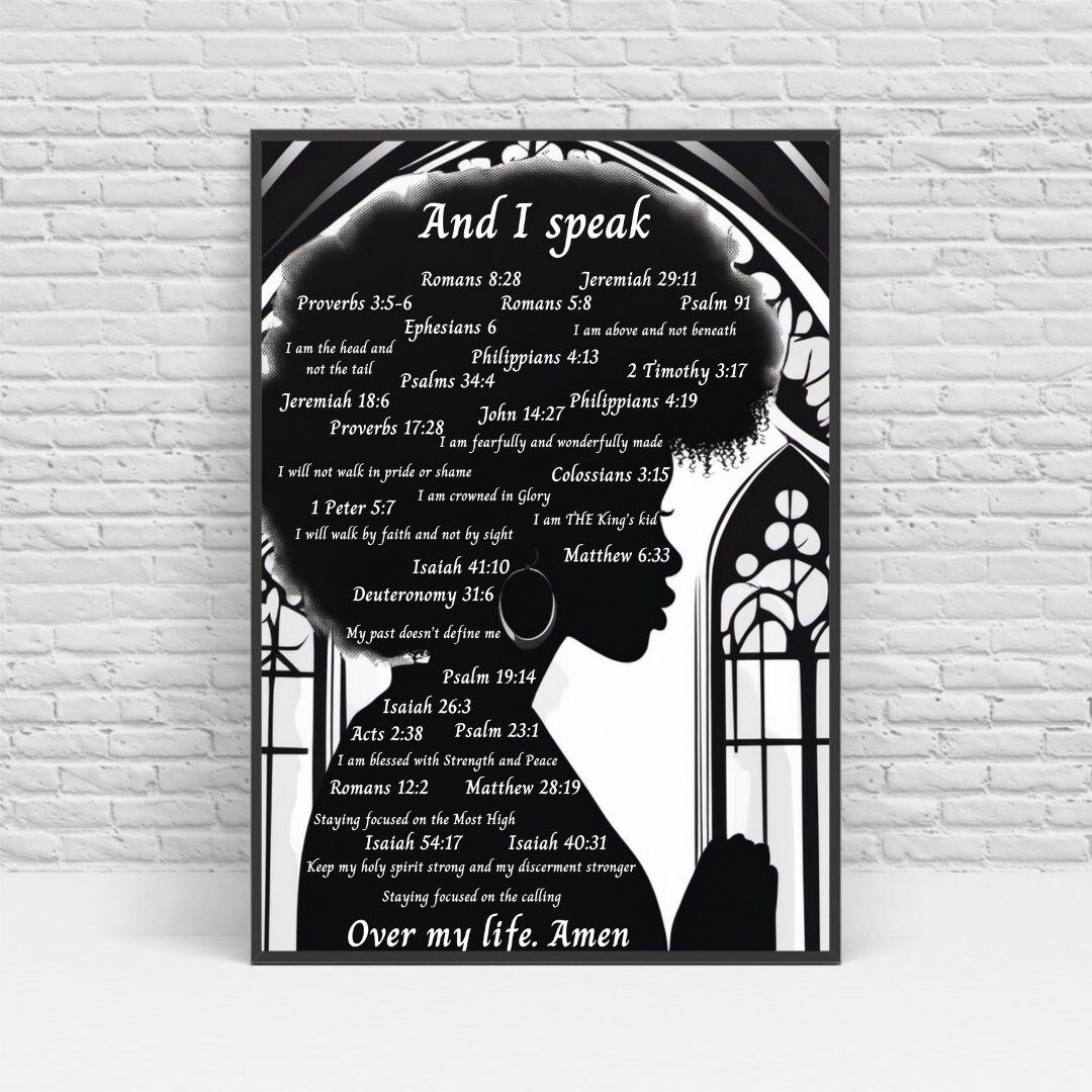 Scripture Affirmations Woman Silhouette Scripture Wall Art Bible Verse ...