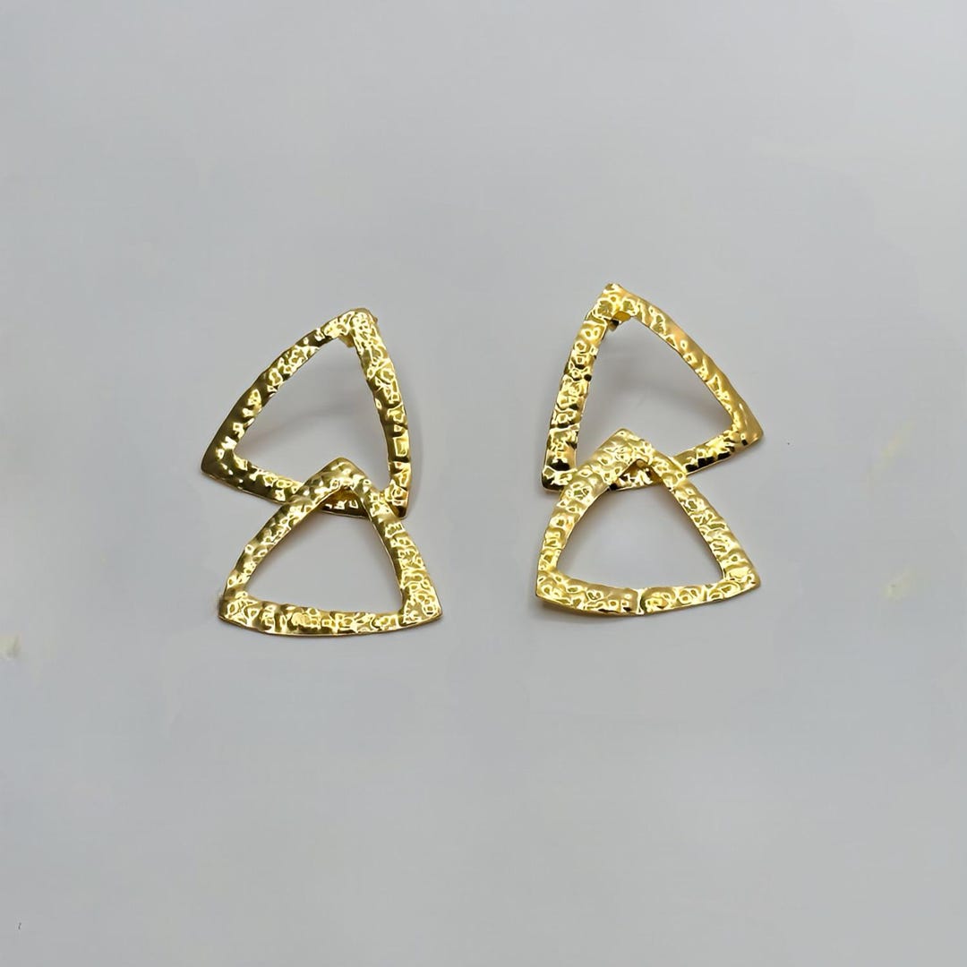 Delta Modern 22K Gold Plated Triangle Dangle Earrings. Golden Triangle ...