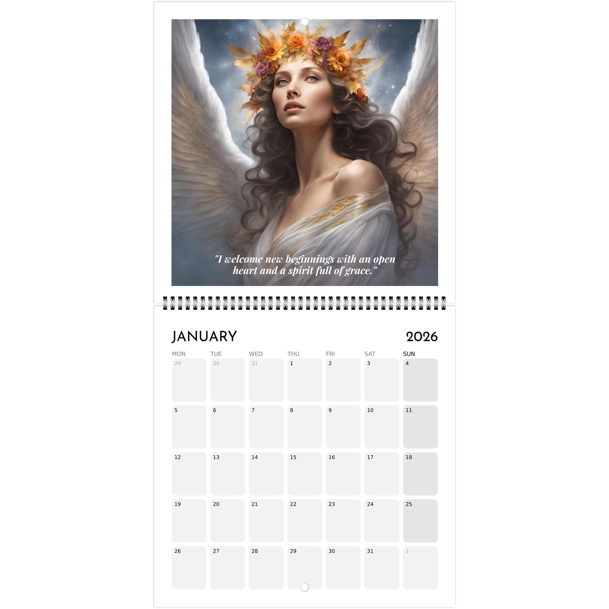 Angel Goddesses 2026 Calendar | Spiritual Affirmations | Lightworker ...
