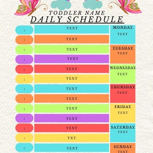 Toddler/kids Daily Schedule (girl Version) - Etsy UK