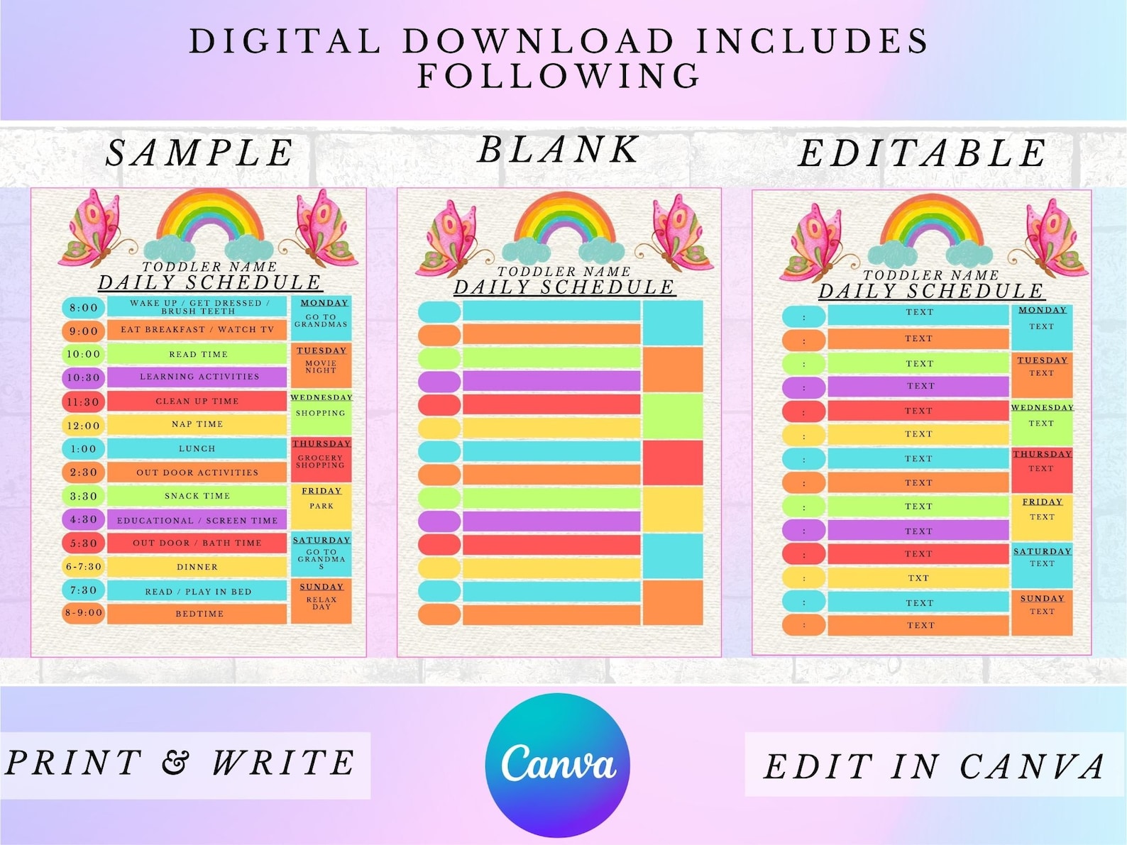 Toddler Daily Routine Chart – Visual Schedule Printable - Etsy