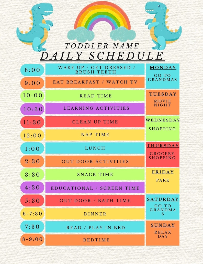 Toddler Daily Routine Chart for – Visual Schedule (printable) - Etsy