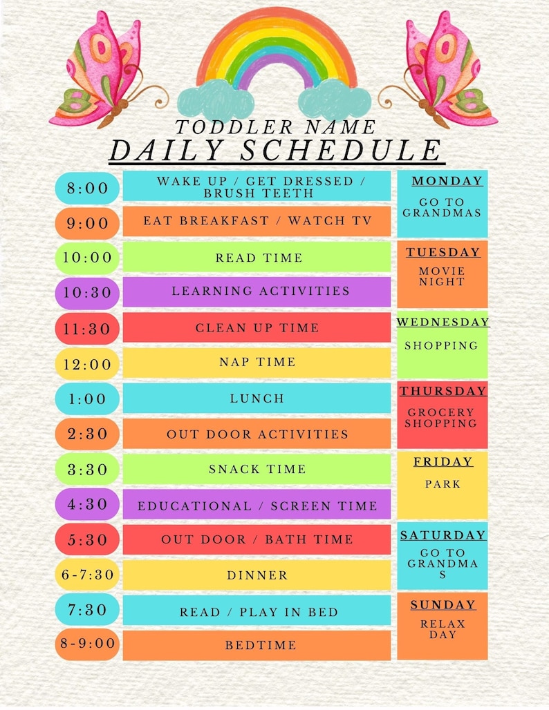 Toddler Daily Routine Chart – Visual Schedule Printable - Etsy