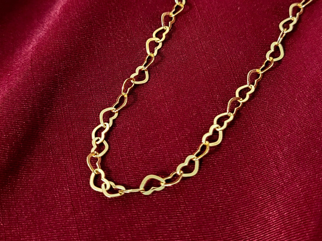 Heart Chain Necklace, 14K Gold Filled Layering Necklace, Dainty Heart ...