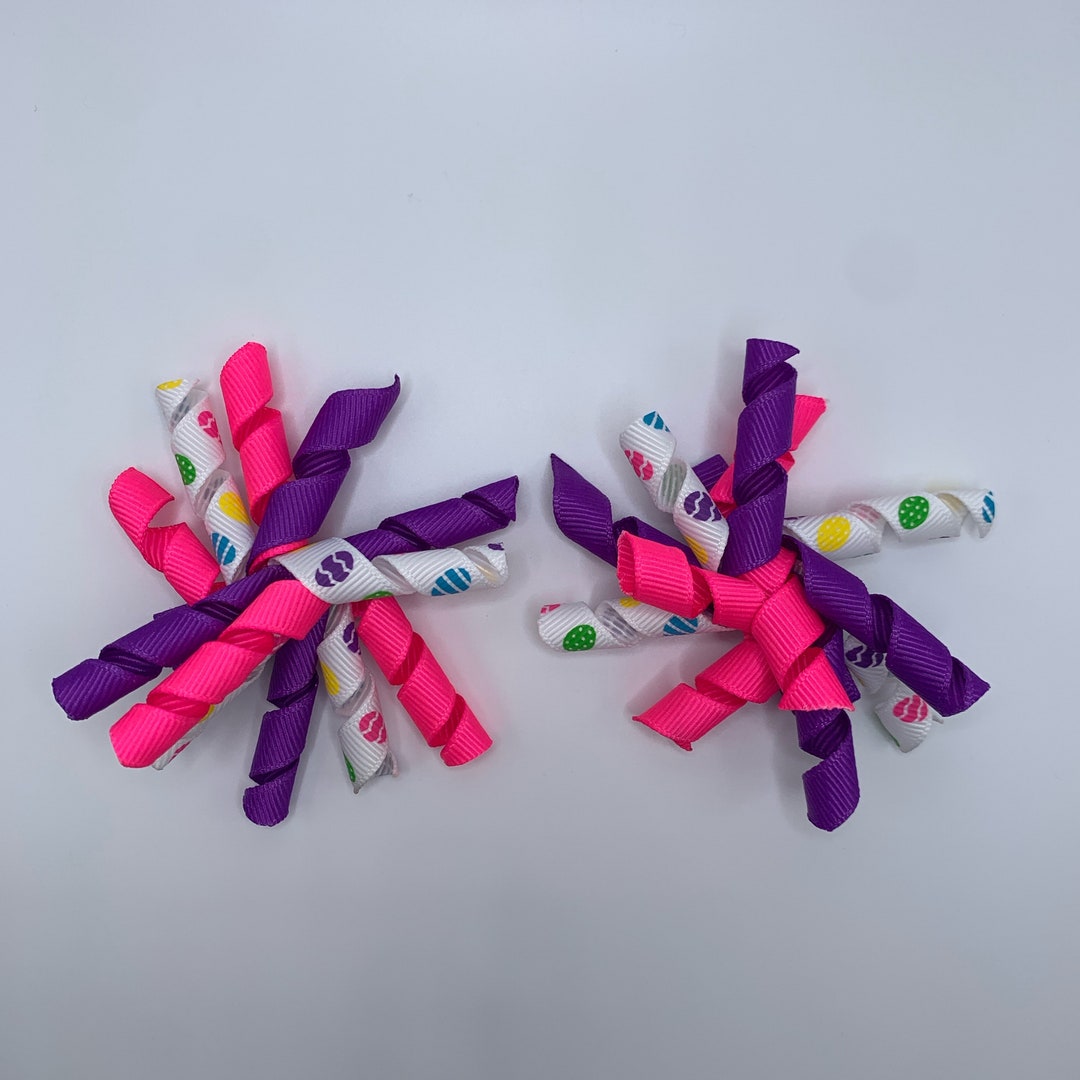Small Corkscrew Easter Egg Pink and Purple Hair Clips Set of Two - Etsy