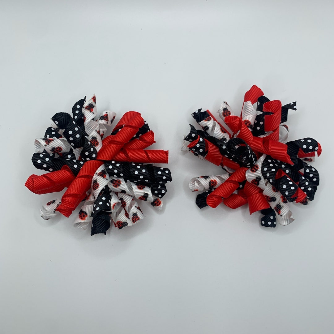 Large Corkscrew Ladybug Red & Black Hair Clips Set of Two - Etsy