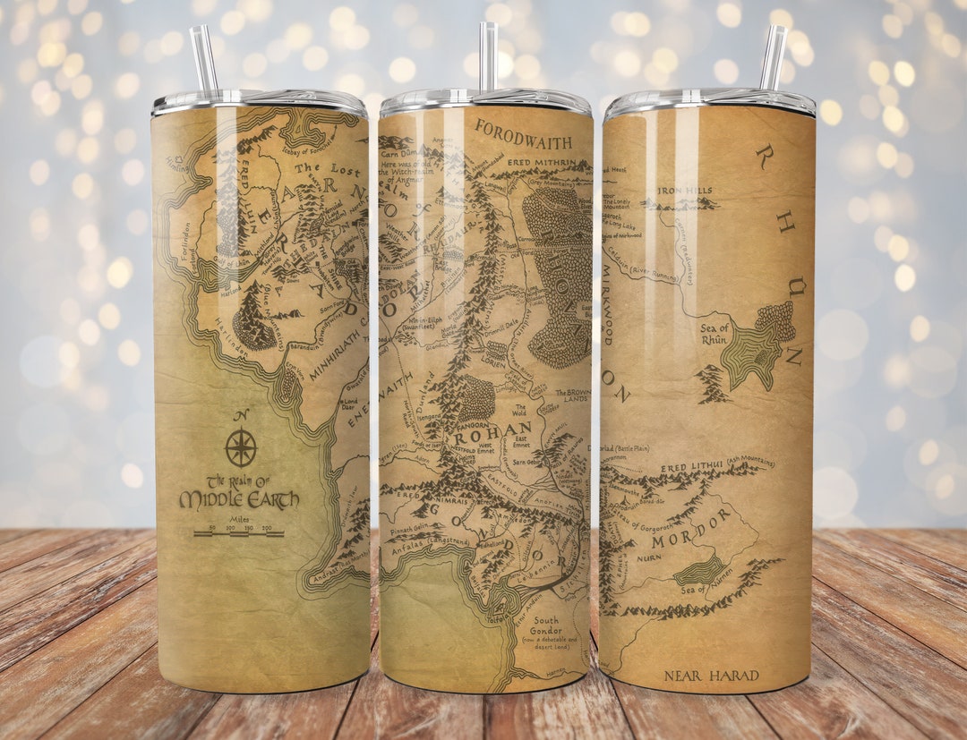 Middle Earth Map Lord of the Rings Lotr Hobbit Tumbler Wrap Book PNG ...