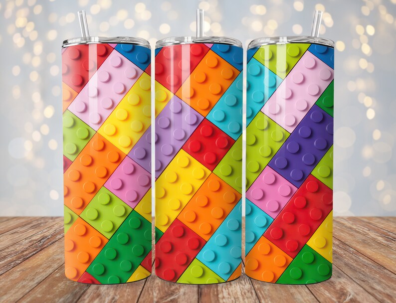 Building Block Toy Colorful 20 Oz Tumbler Wrap Sublimation Design ...