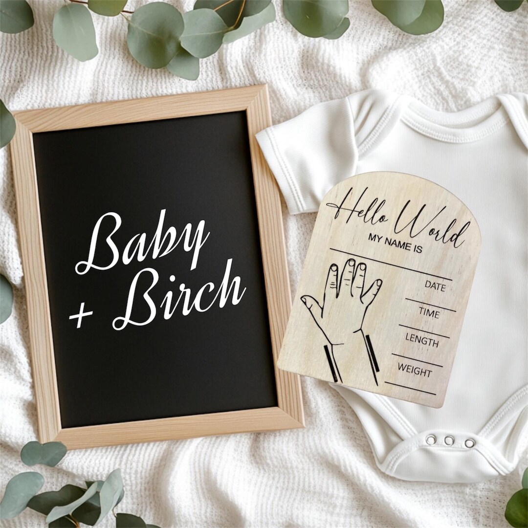 Birch Wood Baby Announcement Plaque: Hospital Band Keepsake - Etsy