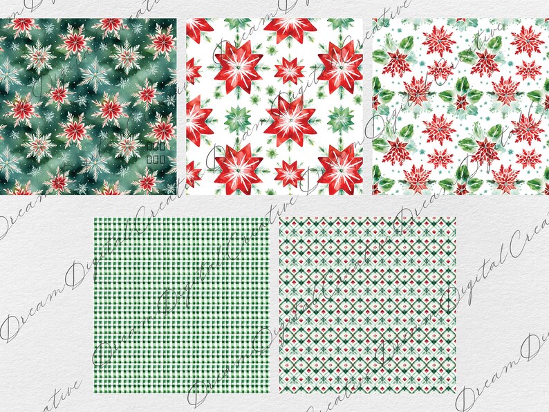 Christmas Watercolor Digital Paper Pack #1, 20 Seamless Printable ...