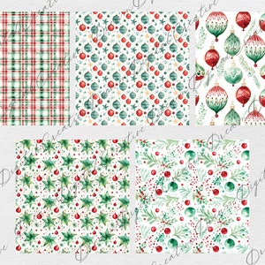 Christmas Watercolor Digital Paper Pack #1, 20 Seamless Printable ...