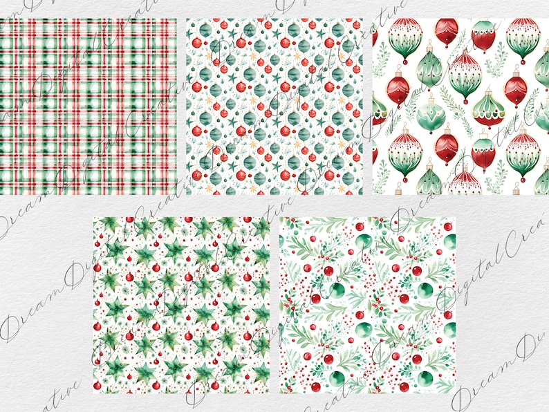 Christmas Watercolor Digital Paper Pack #1, 20 Seamless Printable ...