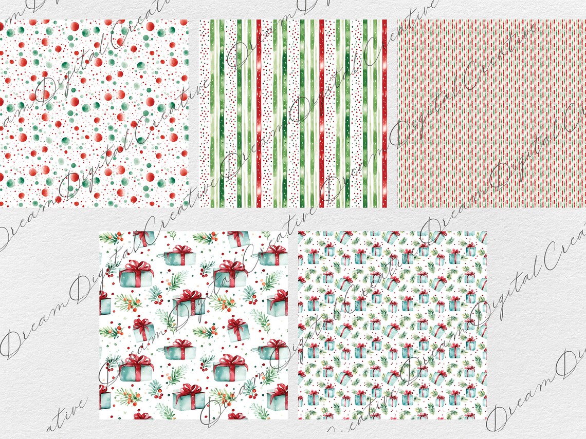 Christmas Watercolor Digital Paper Pack #1, 20 Seamless Printable ...