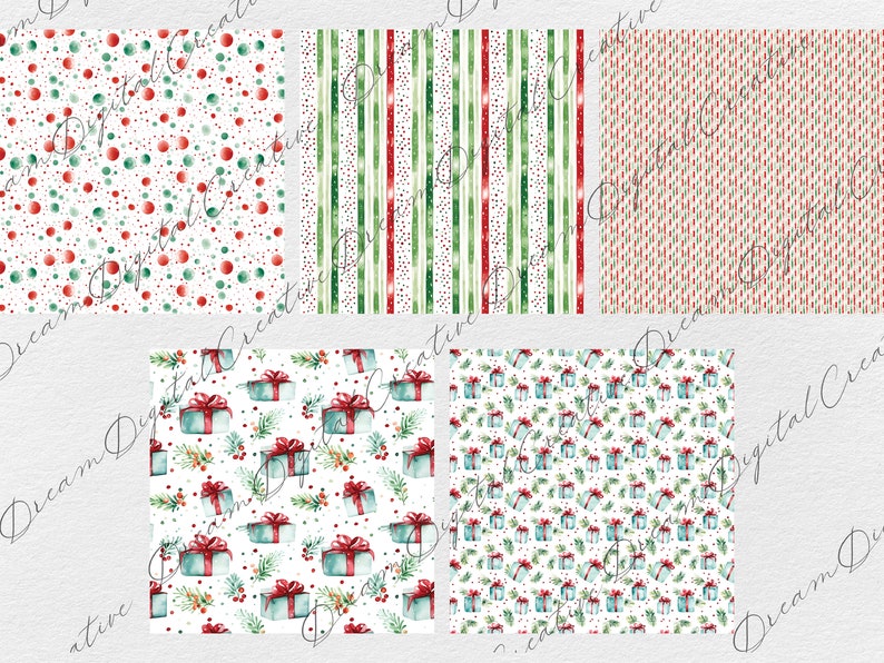 Christmas Watercolor Digital Paper Pack #1, 20 Seamless Printable ...
