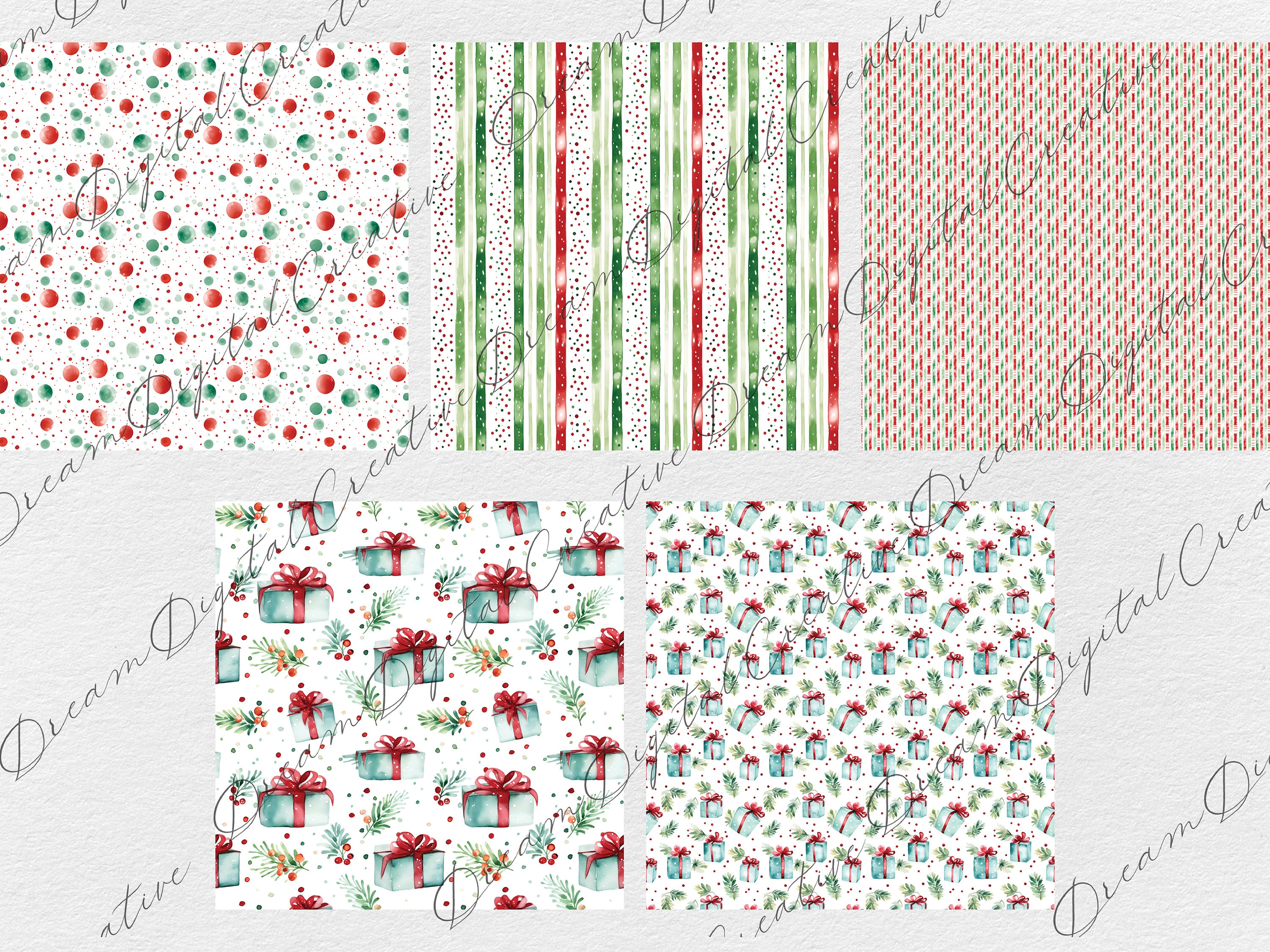 Christmas Watercolor Digital Paper Pack #1, 20 Seamless Printable ...