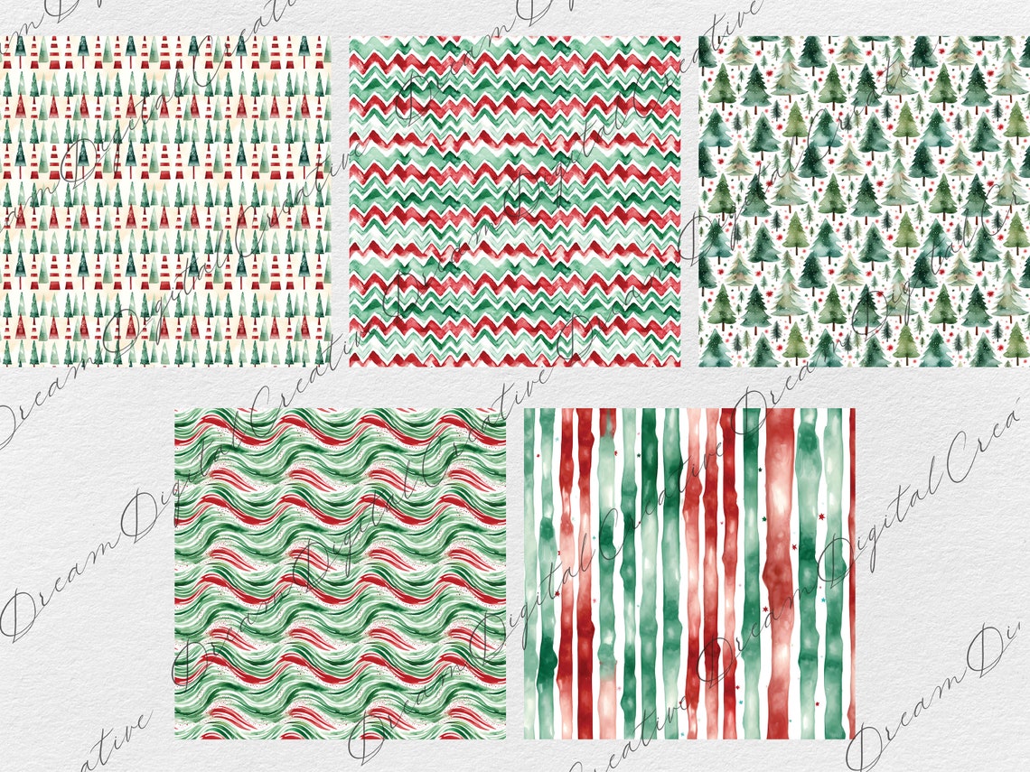 Christmas Watercolor Digital Paper Pack #1, 20 Seamless Printable ...