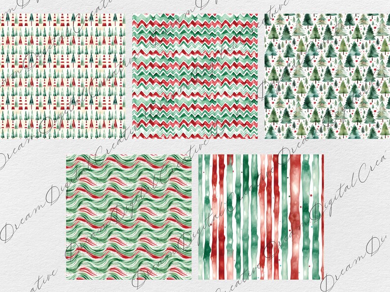 Christmas Watercolor Digital Paper Pack #1, 20 Seamless Printable ...
