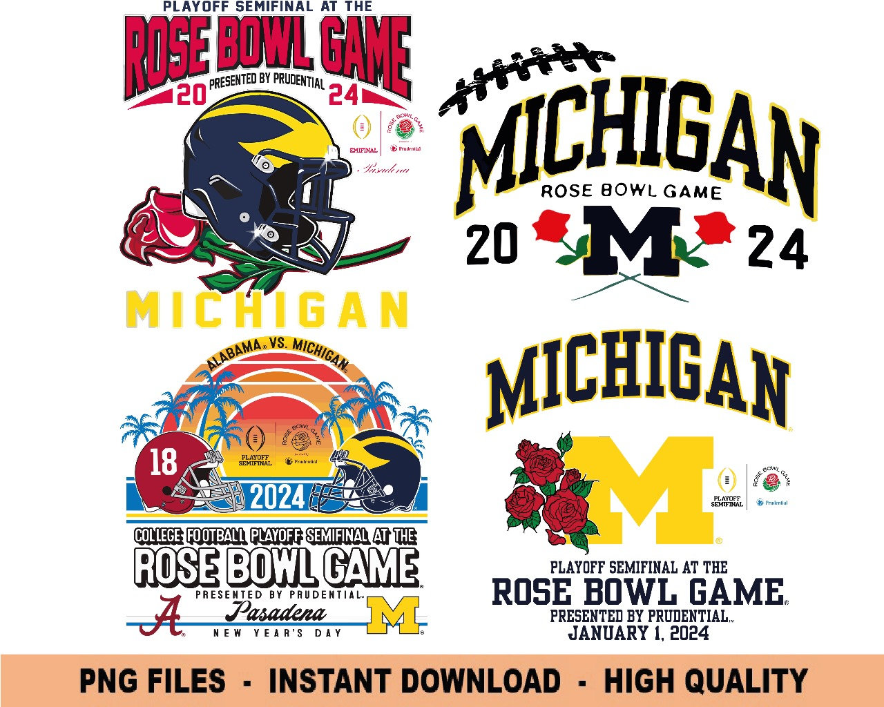 Michigan Wolverines Rose Bowl 2024 Png CFP Semi Football PNG - Etsy