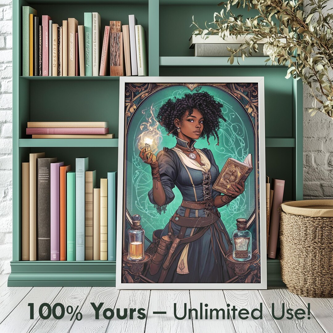 Unique Character Portrait - Medieval Ellegant Alchemist, Black Woman ...