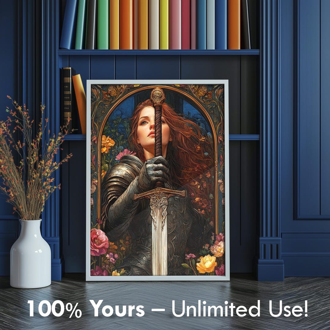 Unique Character Portrait - Medieval Knight Holding a Sword, Redhead ...
