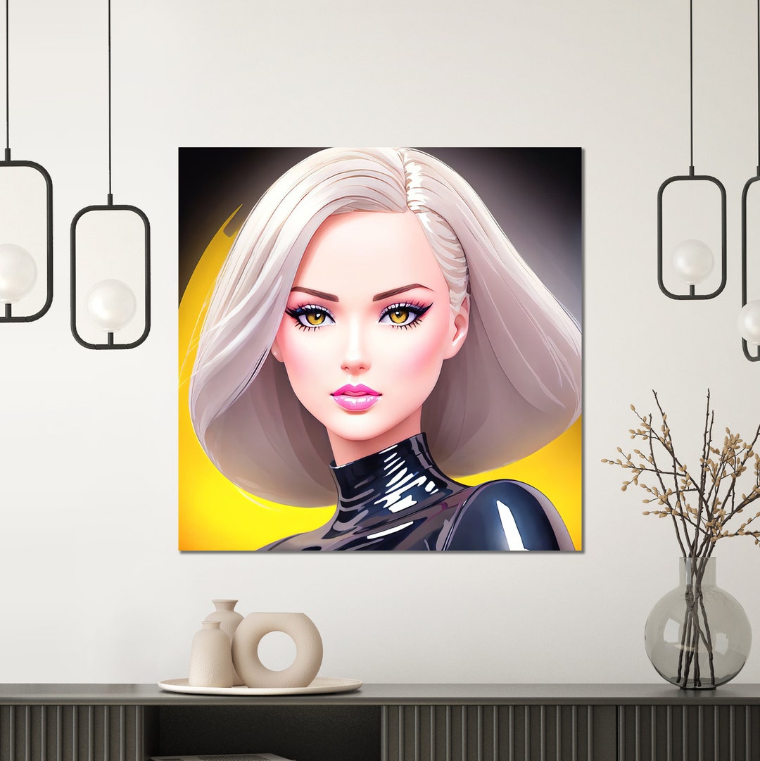 Barbie Girl Portrait Watercolor Painting Yellow Black Bright Colors ...