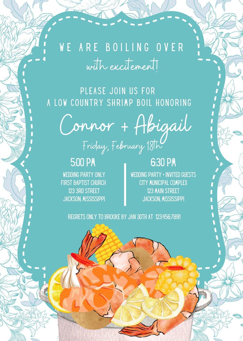 Low Country Shrimp Boil Rehearsal Dinner Invitation - Etsy