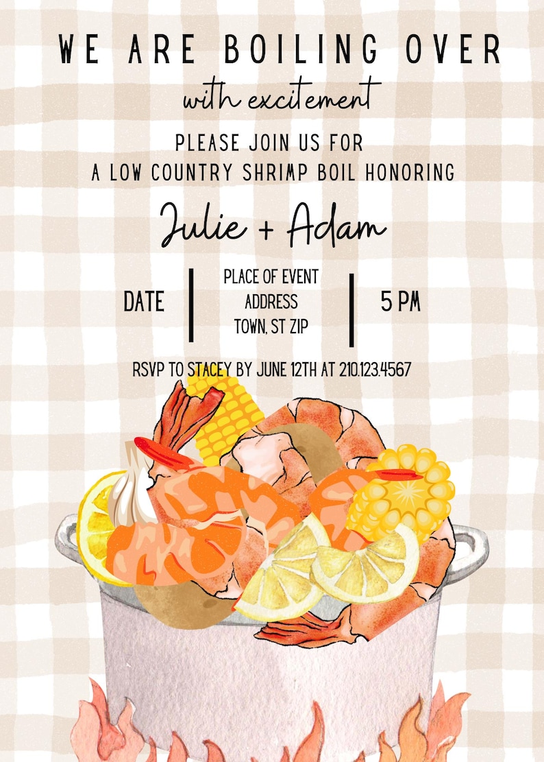 Gingham Low Country Boil Invitation - Etsy