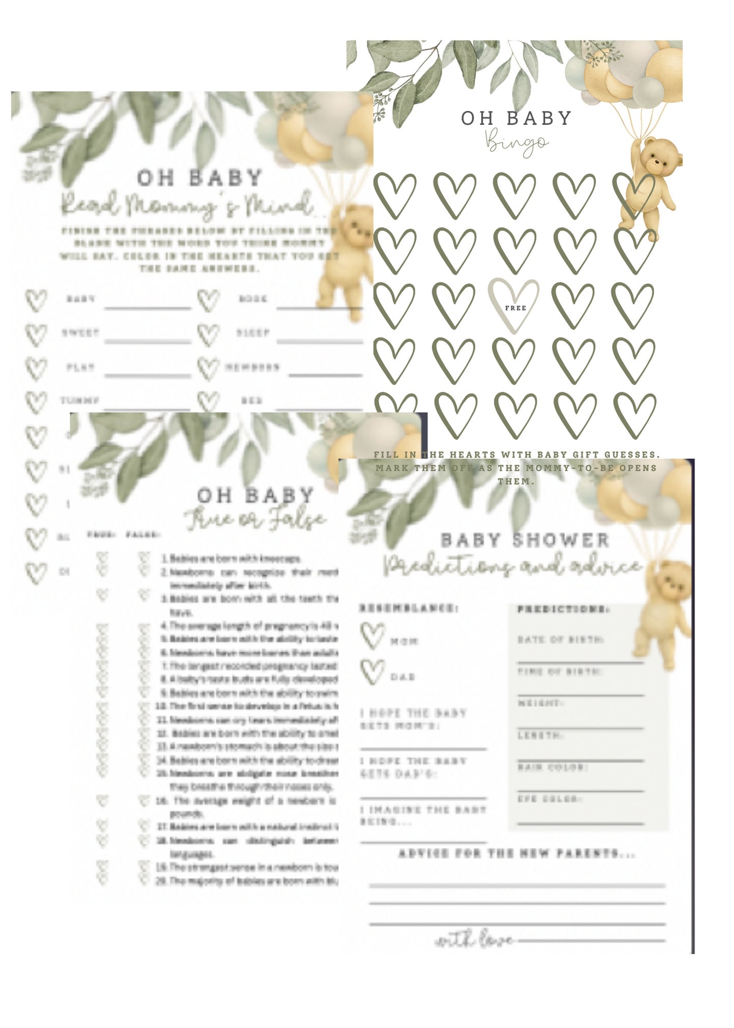 Teddy Bear Baby Shower Games - Etsy