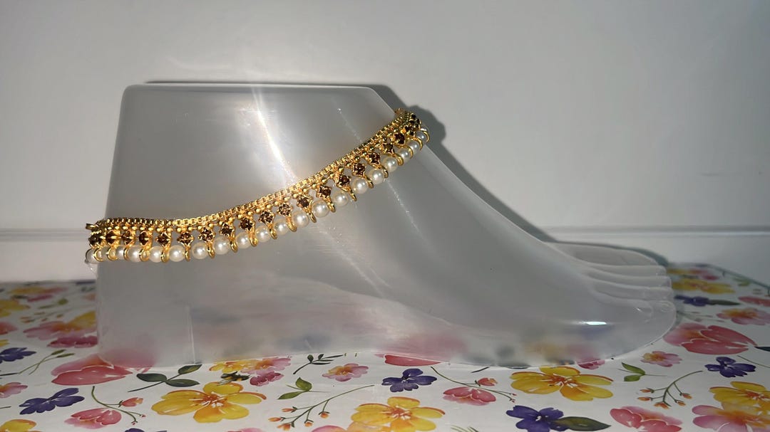 Pakistani/indian Diamanté and Pearls/payal/moti Payal/jhanjran/panjeb ...