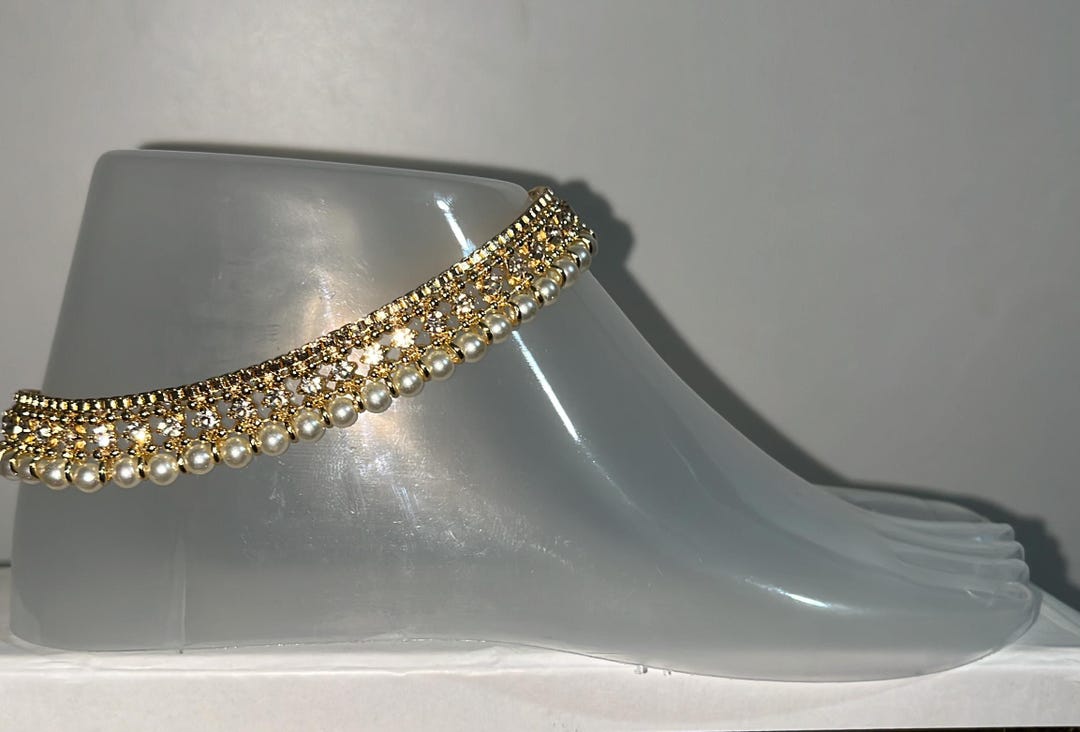 Pakistani/indian Diamanté and Pearls/payal/moti Payal/jhanjran/panjeb ...