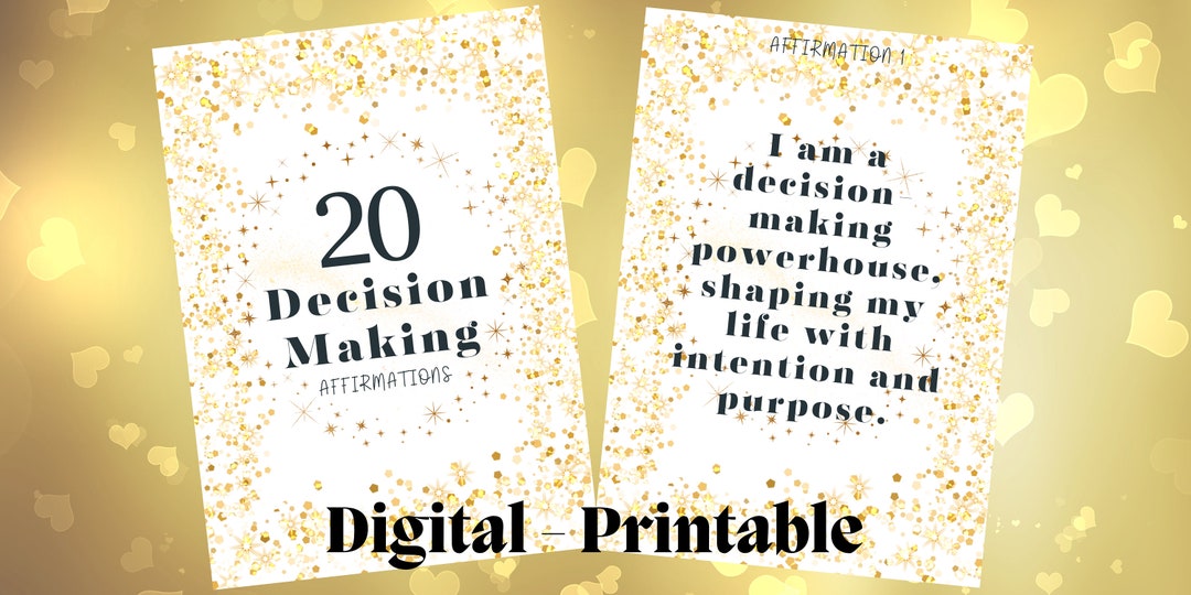 20 Decision-making Affirmations Cards Digital Printable Gold Sparkle - Etsy