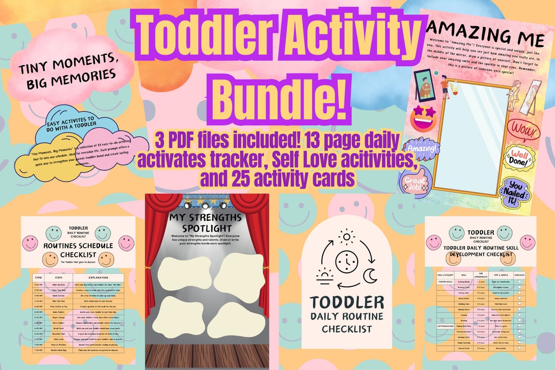 Toddler Activity Bundle Pack Digital Printable Daily Activity Tracker ...