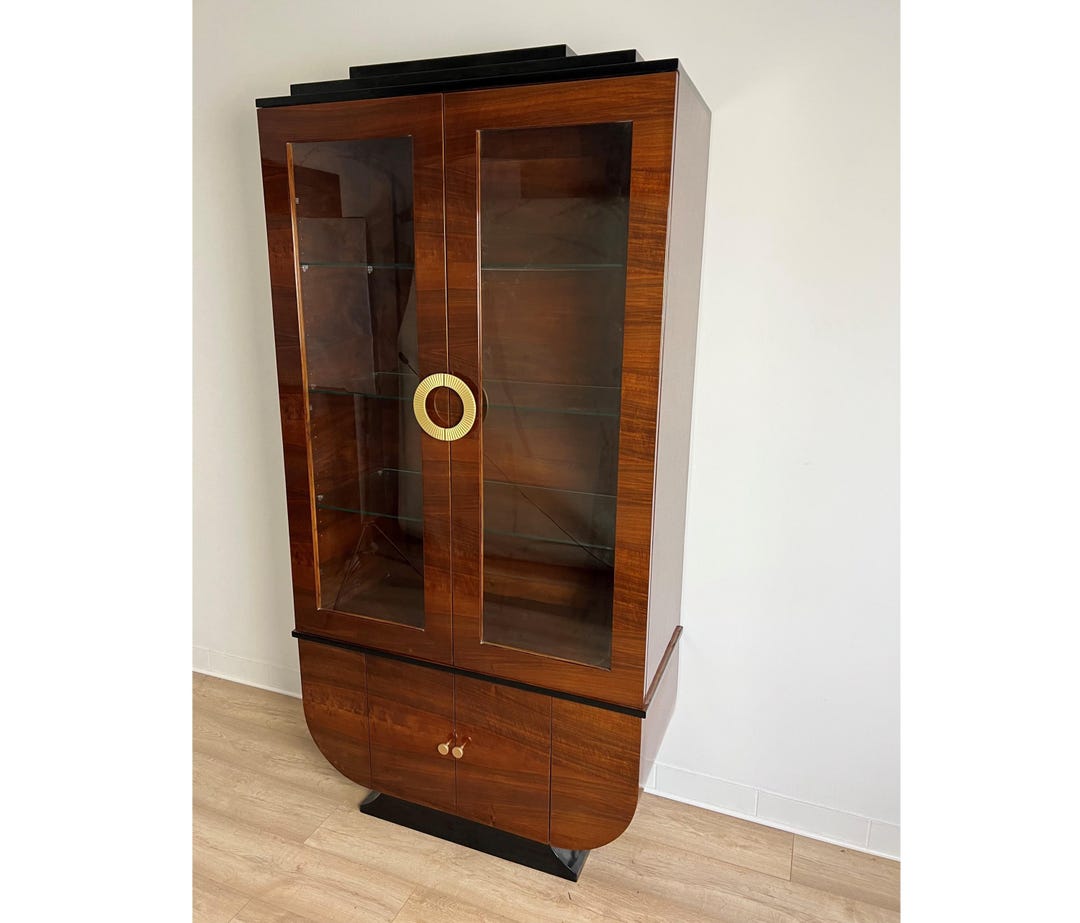 Art Deco-style Display Cabinet Made of Walnut Wood, High-gloss ...