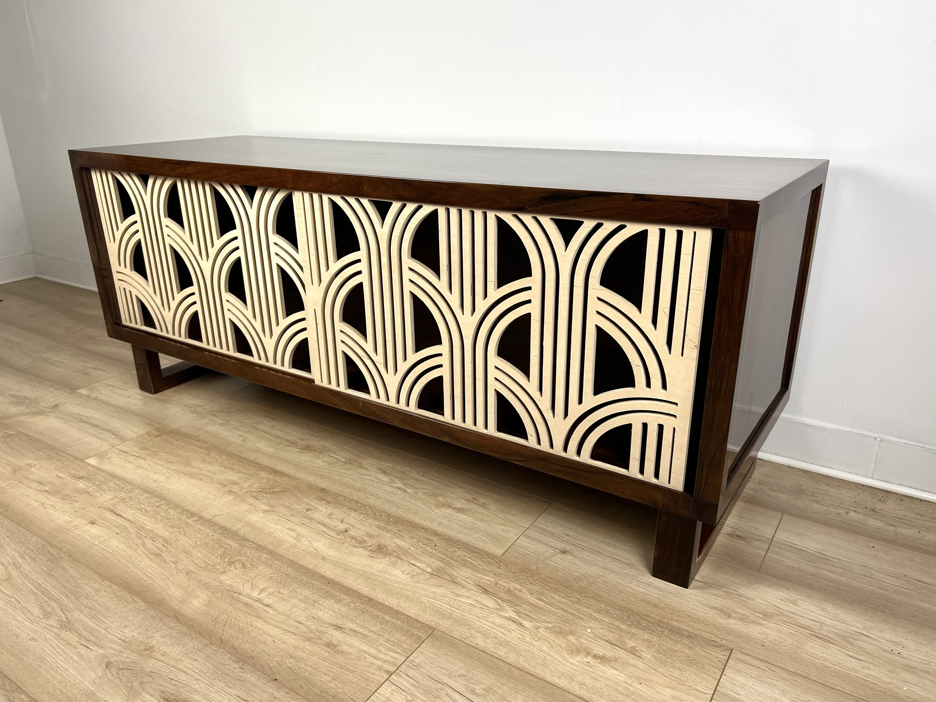 Art Deco TV Cabinet in Walnut Wood bremen by Retroles Custom made Antique and Stylish Furniture Manufacturer Etsy