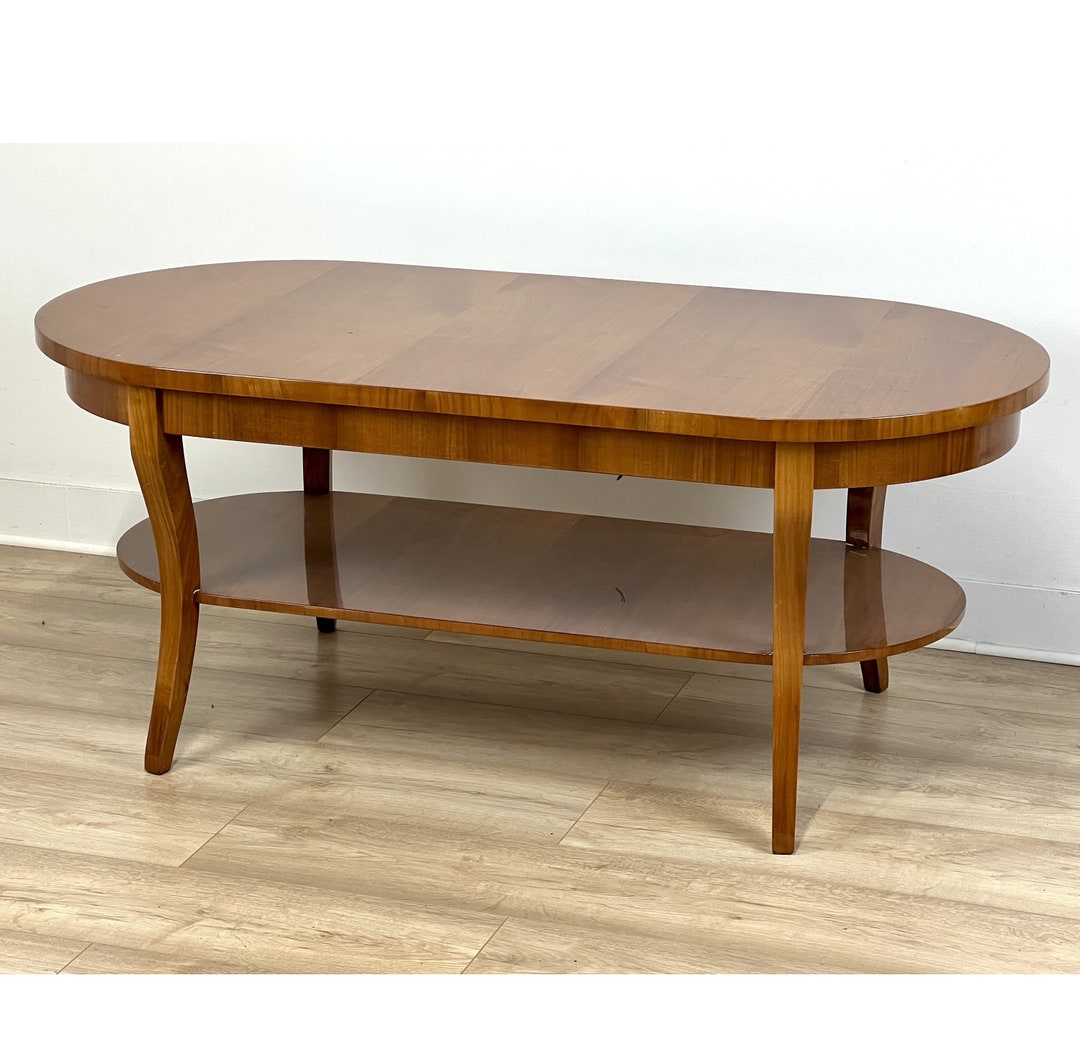 Oval Cherry Wood Coffee Table in Biedermeier Style by Retroles - Etsy